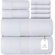 White Classic Luxury Cotton 8Pc Multi Size Towel Set [2 Bath Towels, 2 ...